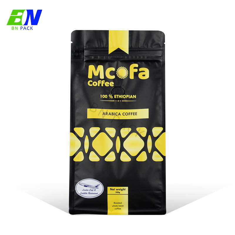 Hot Stamp Flat Bottom Pouch 250g Eco Friendly Coffee Pouch Packaging ...